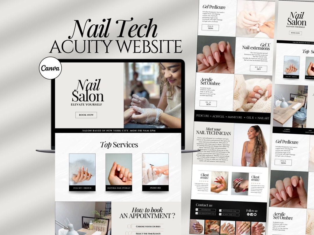 Nail Tech Website Template, Acuity Scheduling, Canva Editable Template ...