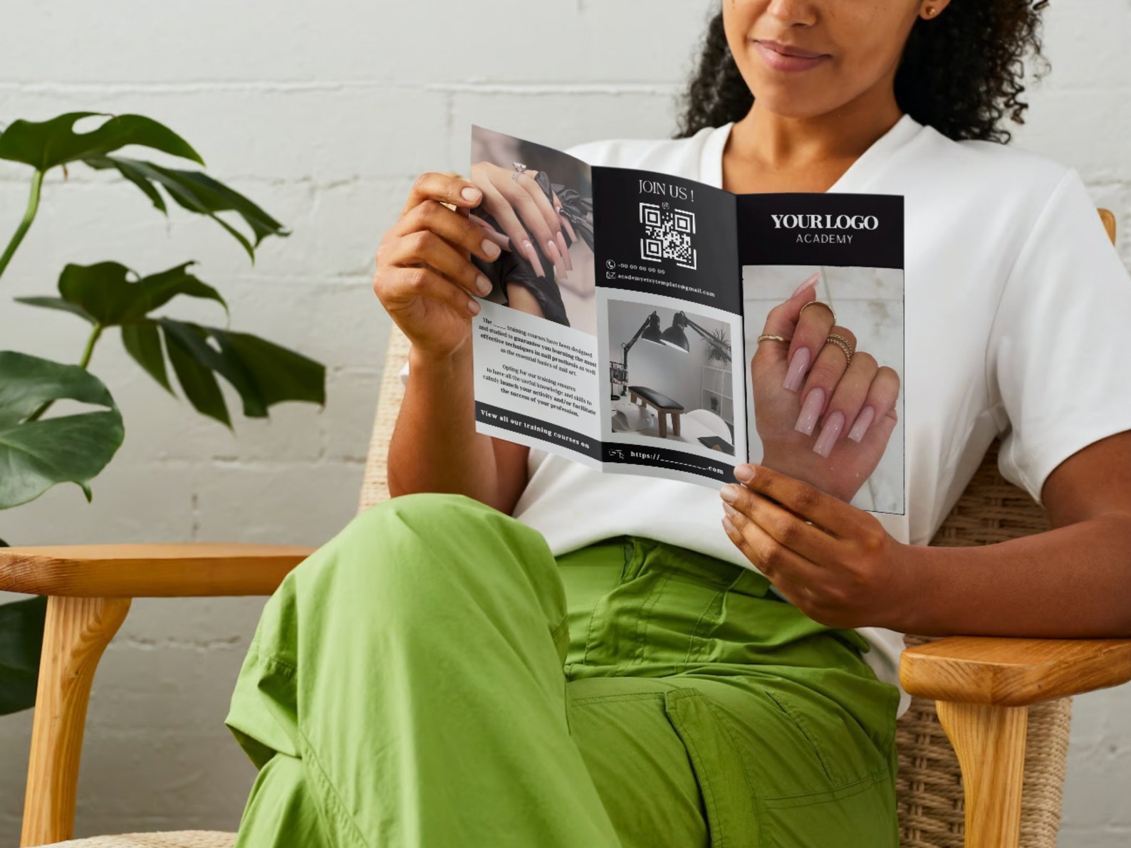 Nails Trainer Trifold Brochure Template, Printable Nails Technician ...