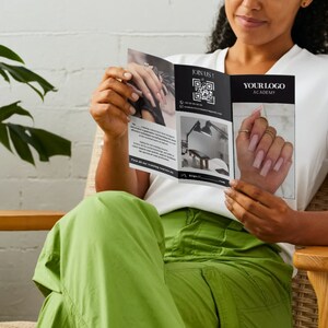 Nails Trainer Trifold Brochure Template, Printable Nails Technician ...