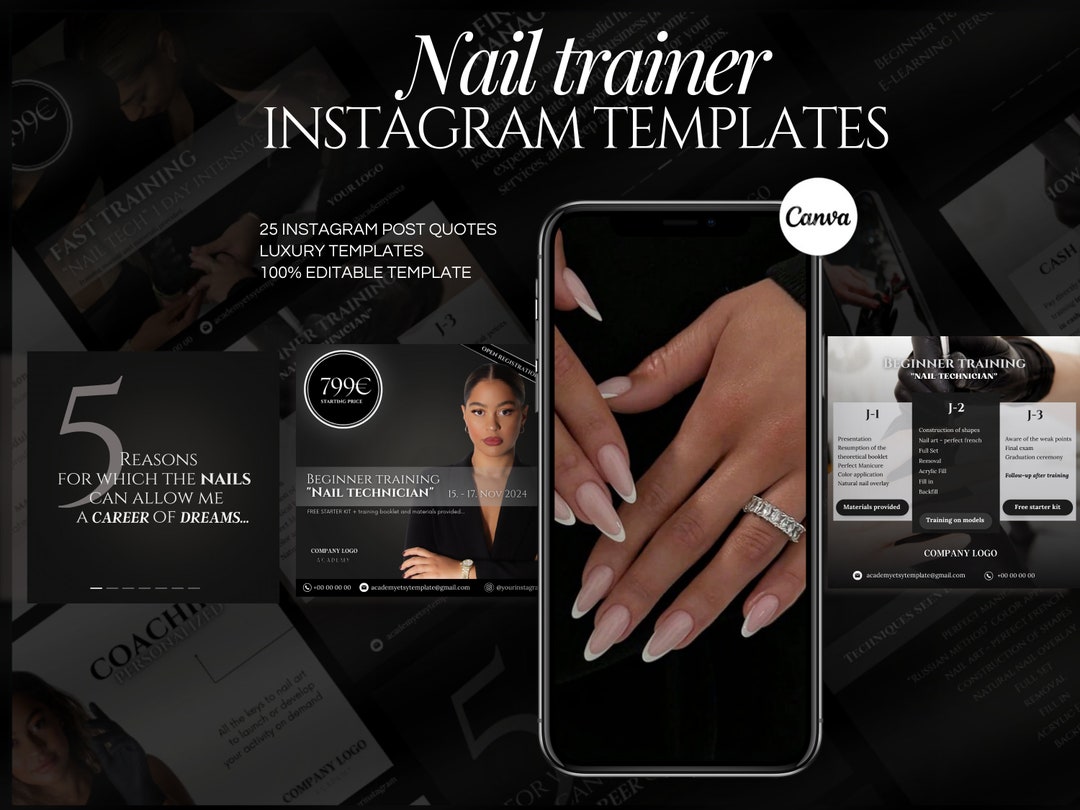 Nail Trainer Instagram Posts Templates | Nail Course Instagram Post ...