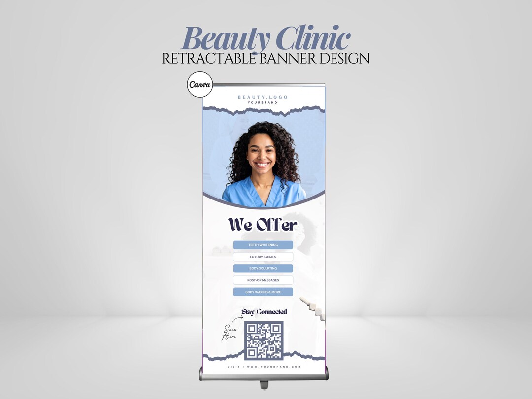 DIY Retractable Banner Template, Canva Editable Roll-up Design, Clinic ...