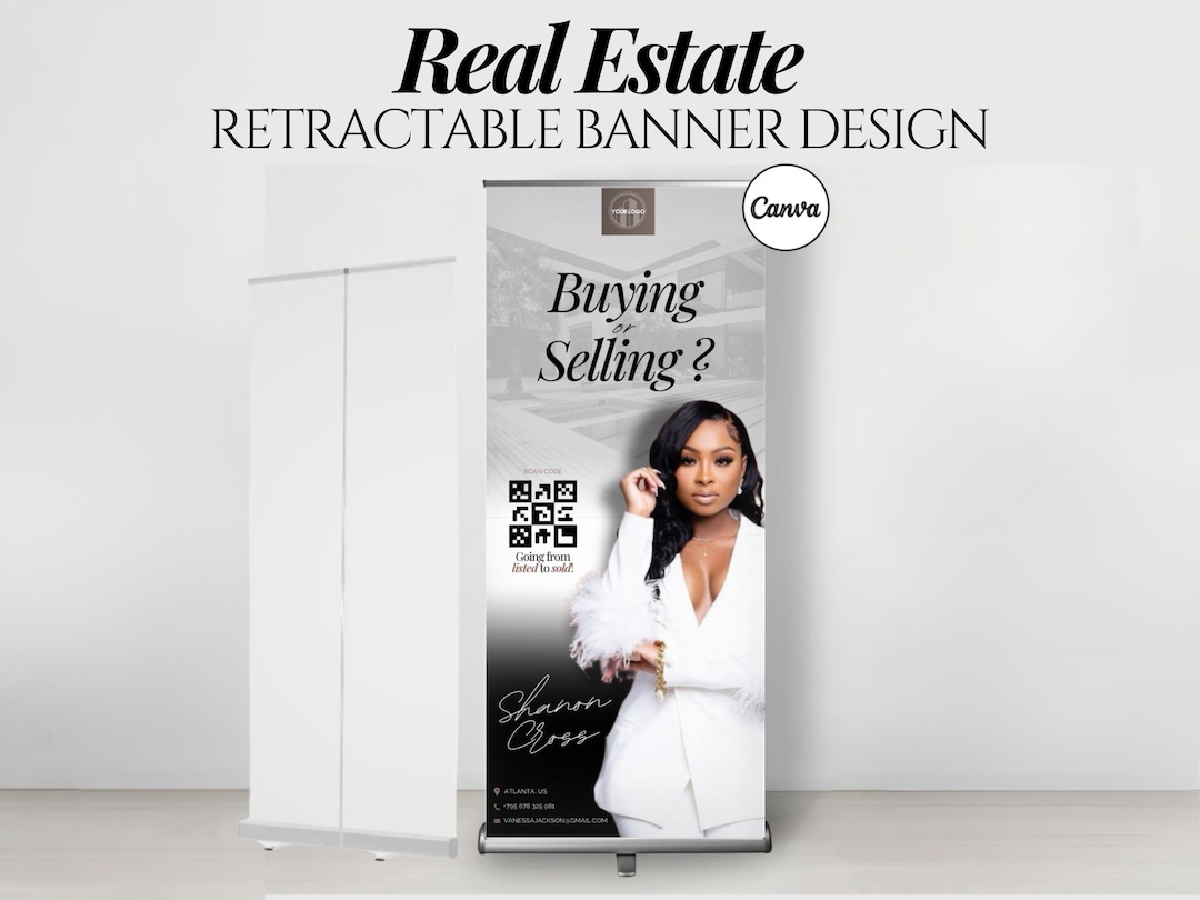Real Estate Agent Pull-up Banner Template, Realtor Roll up Black Banner ...