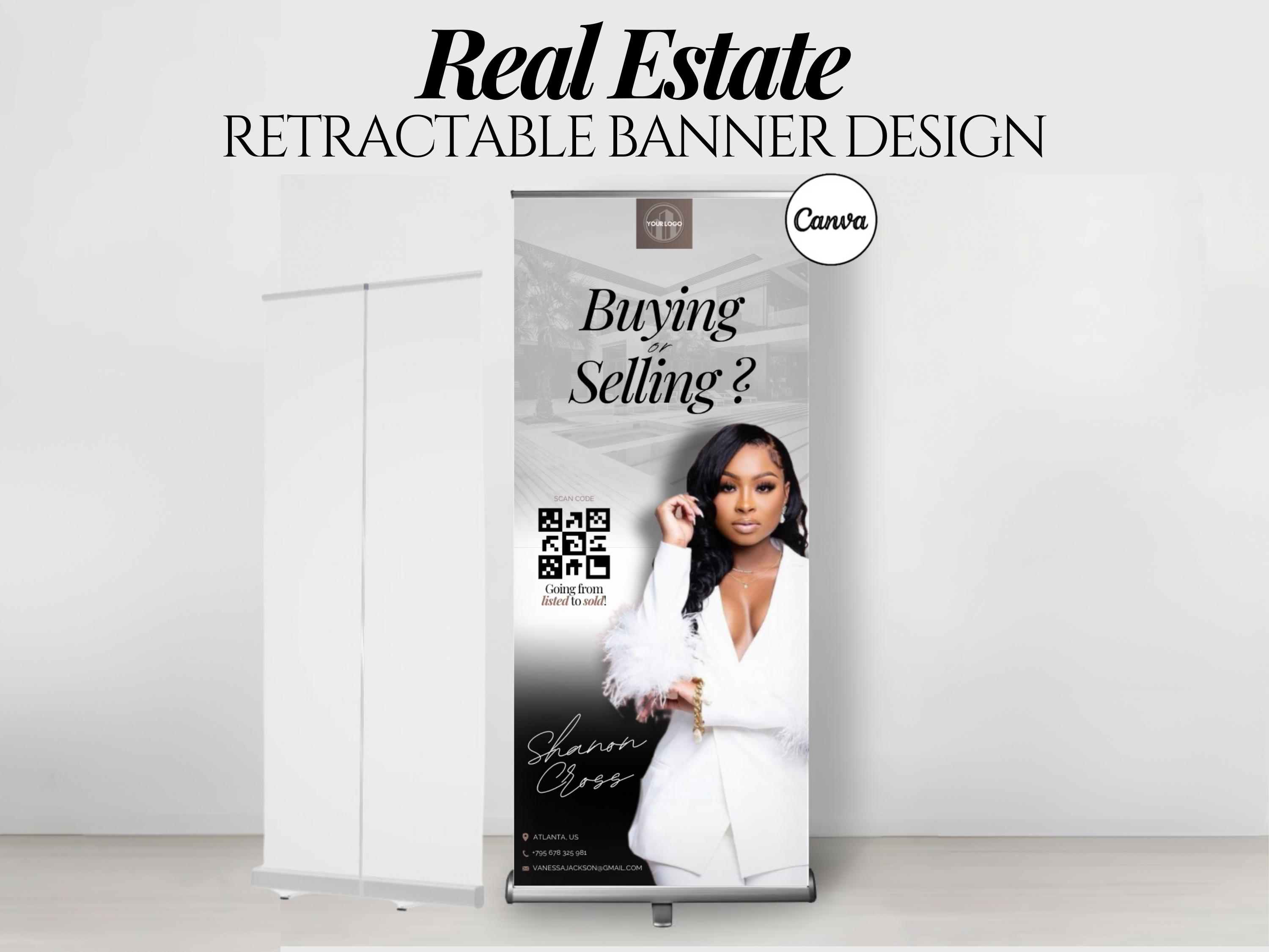 Real Estate Agent Pull-up Banner Template, Realtor Roll up Black Banner ...