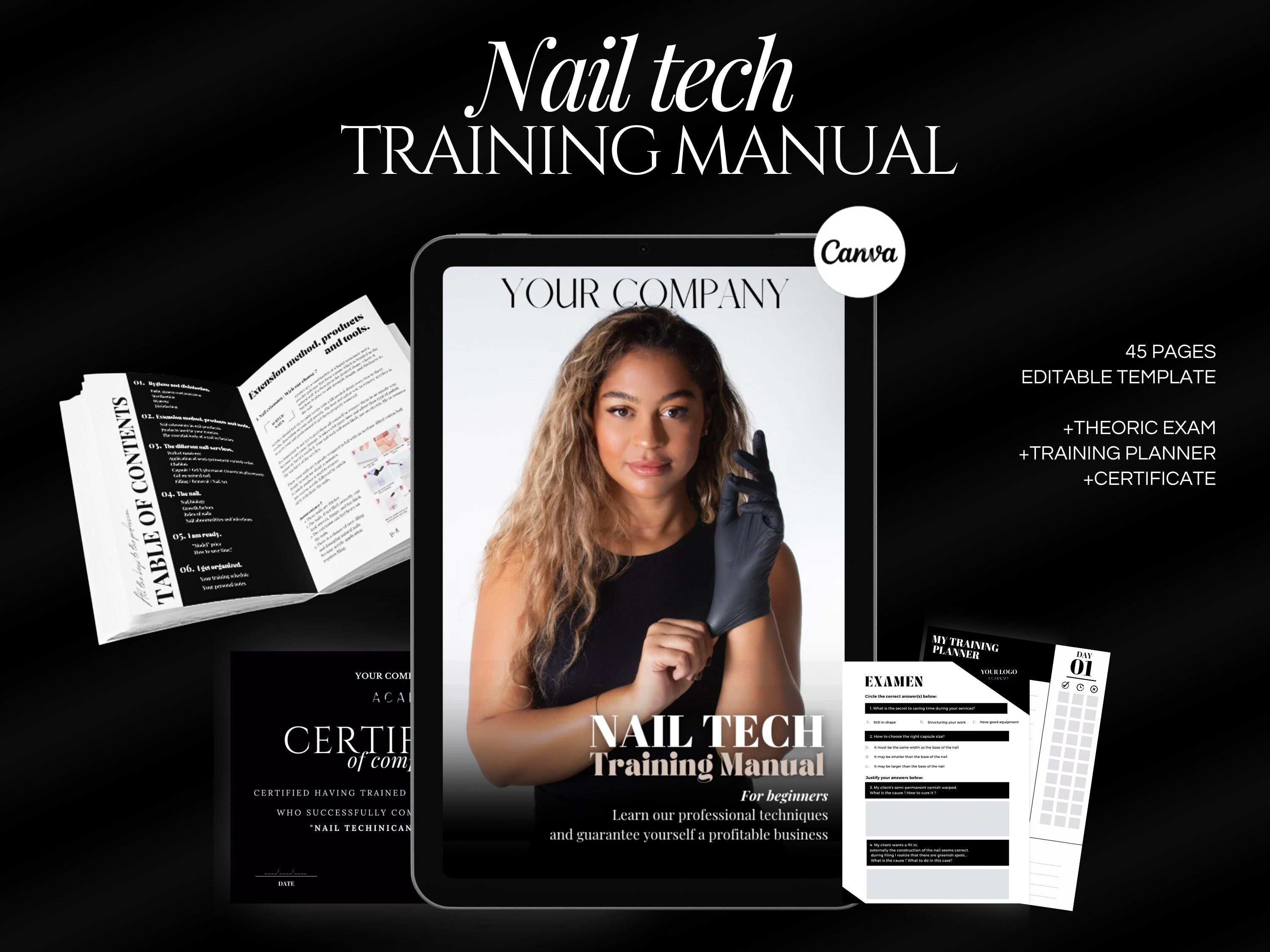 Nail Tech Training Manual Template | Certificate Template |theory Exam ...