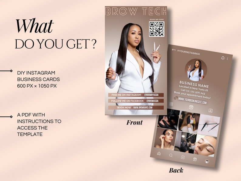 Brow Artist Business Card Instagram, DIY Canva Template Design, Eyebrow ...