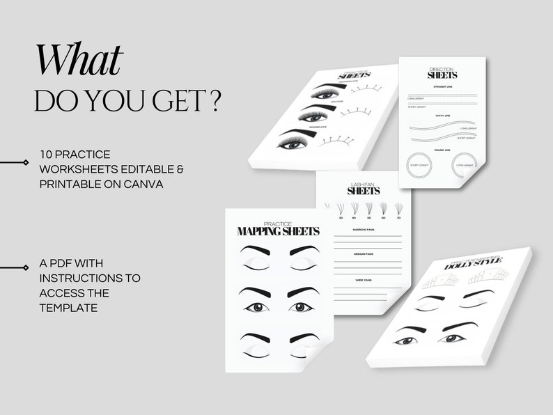 Lash Map Practice Sheets, Eyelash Mapping Sheets, Eyelash Styling, Lash ...