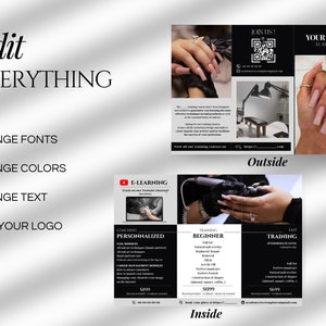 Nails Trainer Trifold Brochure Template, Printable Nails Technician ...