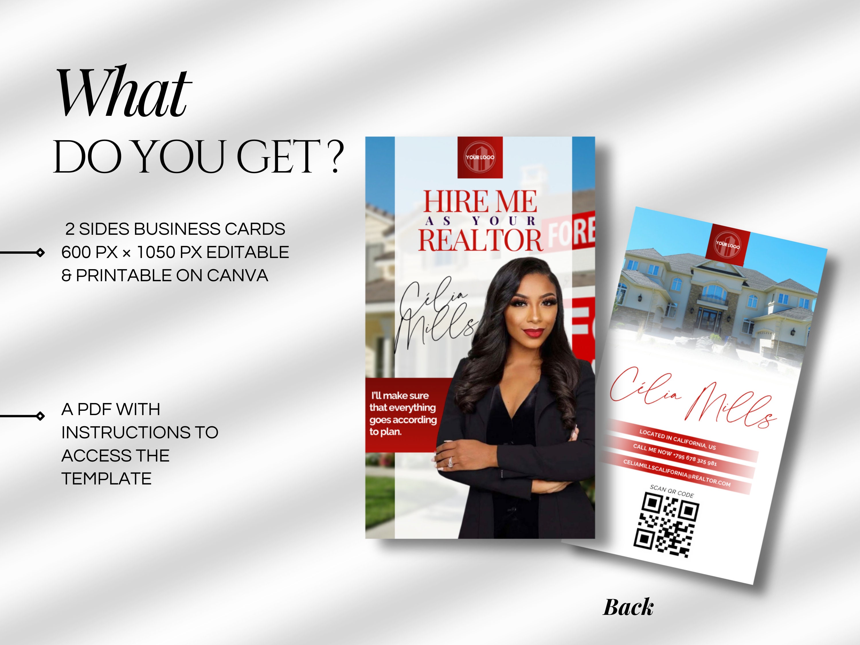 Real Estate Business Card, Modern Luxe Template, Canva Template Real ...
