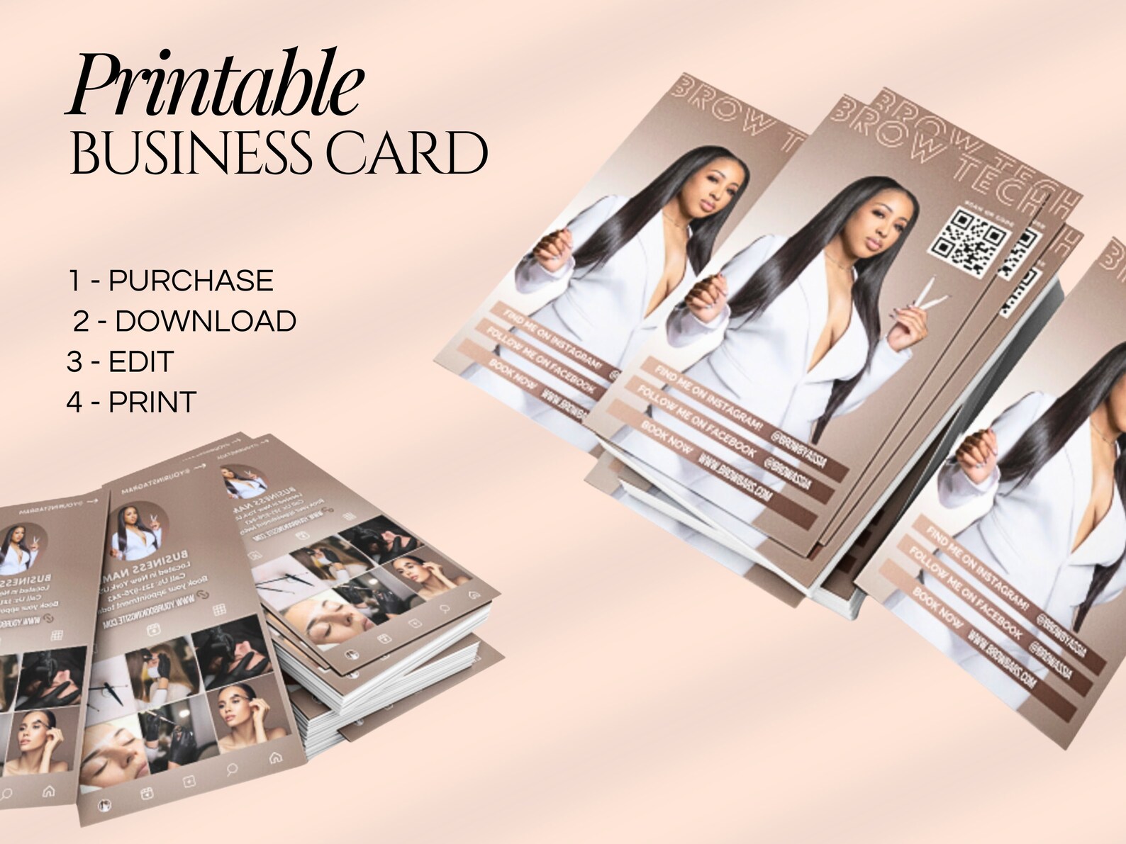 Brow Artist Business Card Instagram, DIY Canva Template Design, Eyebrow ...