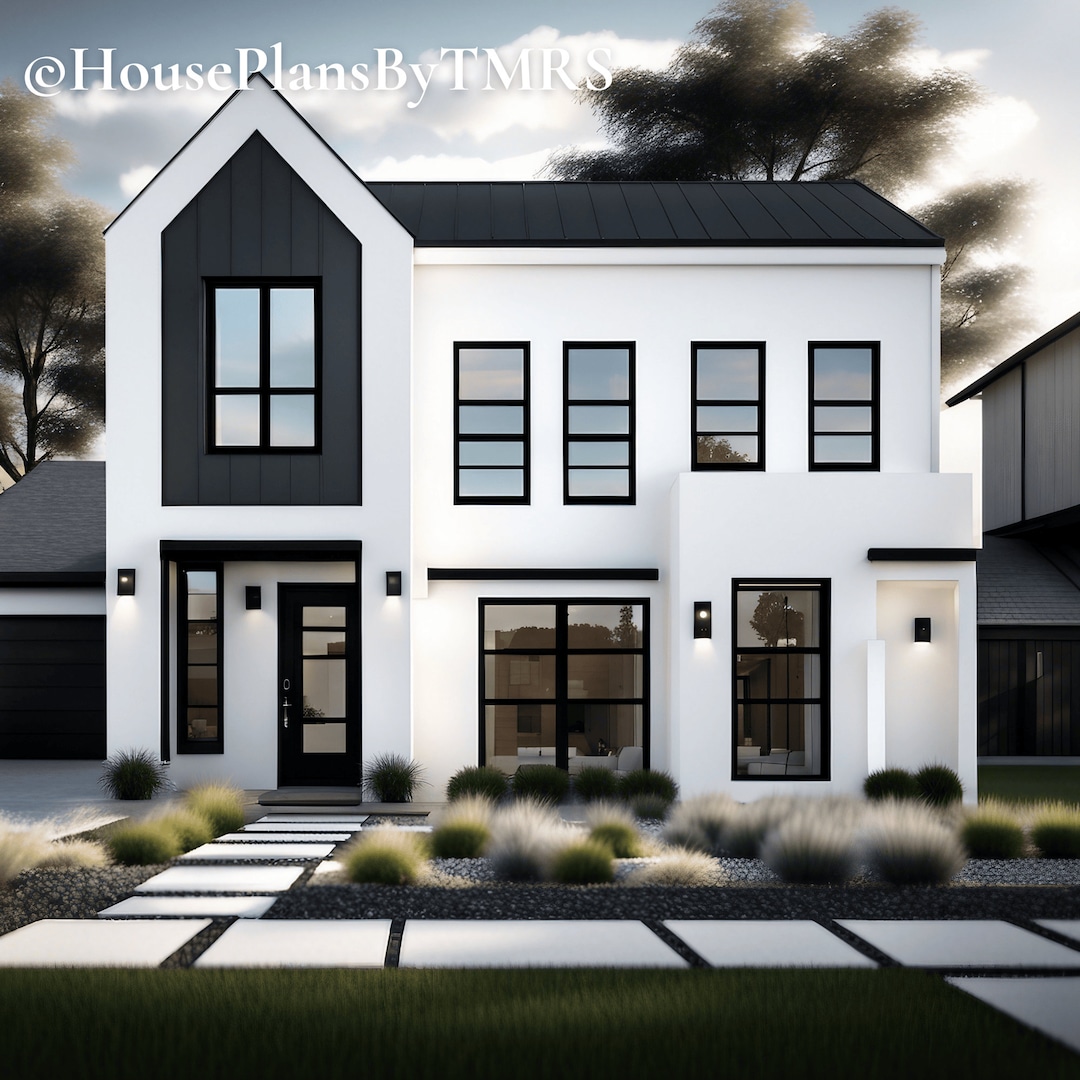 Modern Farmhouse Plan, House Floor Plans Along W Exterior, Interior ...