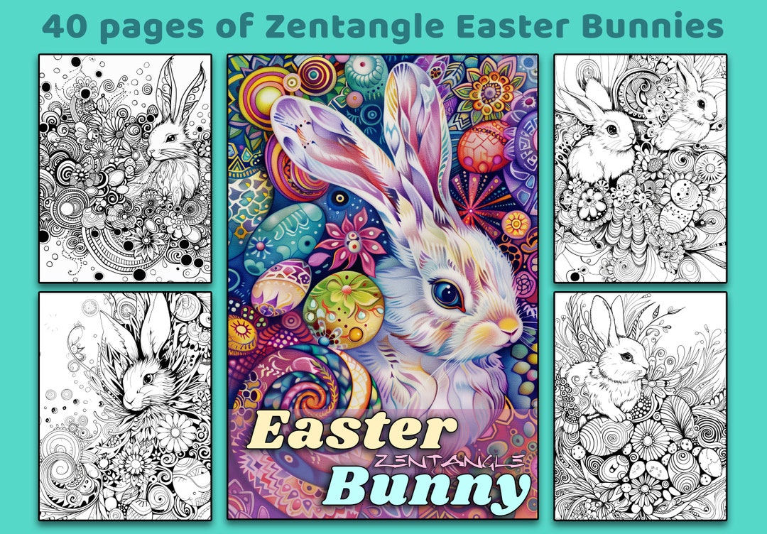 Easter Bunny Zen Coloring Book for Adults Relaxing Zentangle Patterns ...
