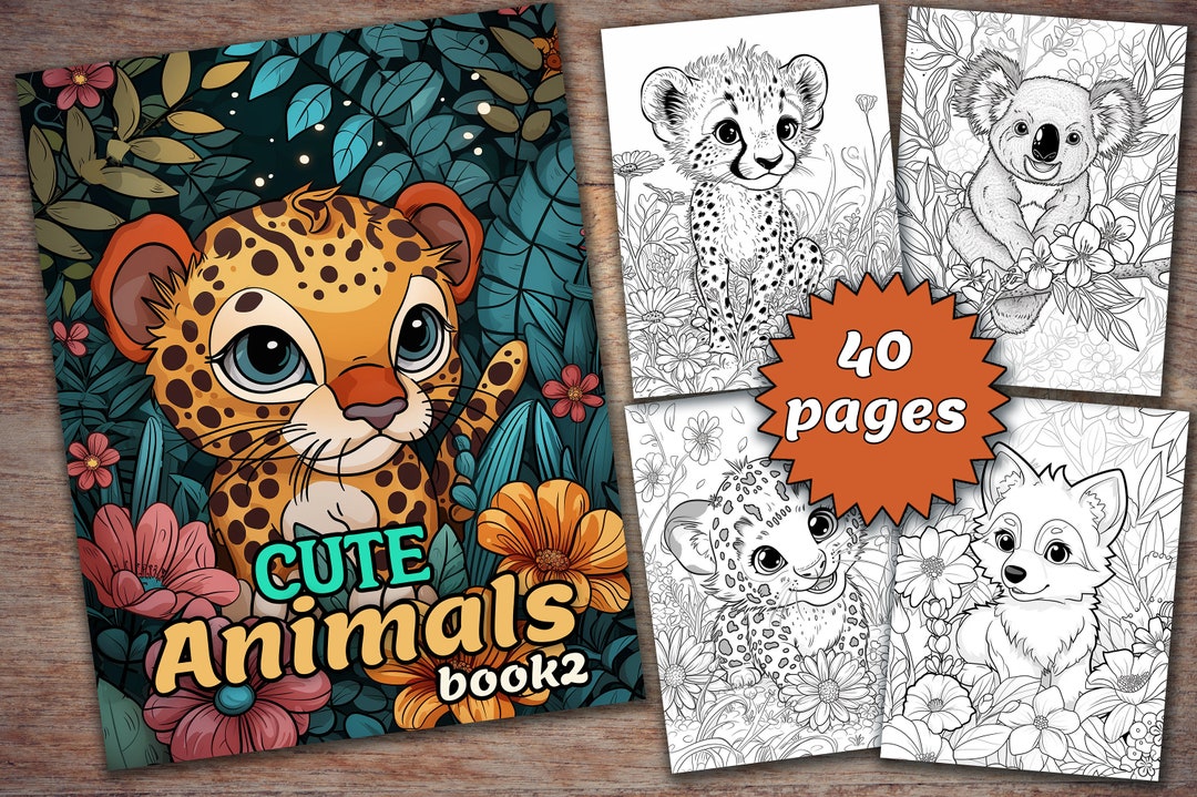 Cute Wild Animals Children Coloring Book 2, Adorable Wild Creatures ...