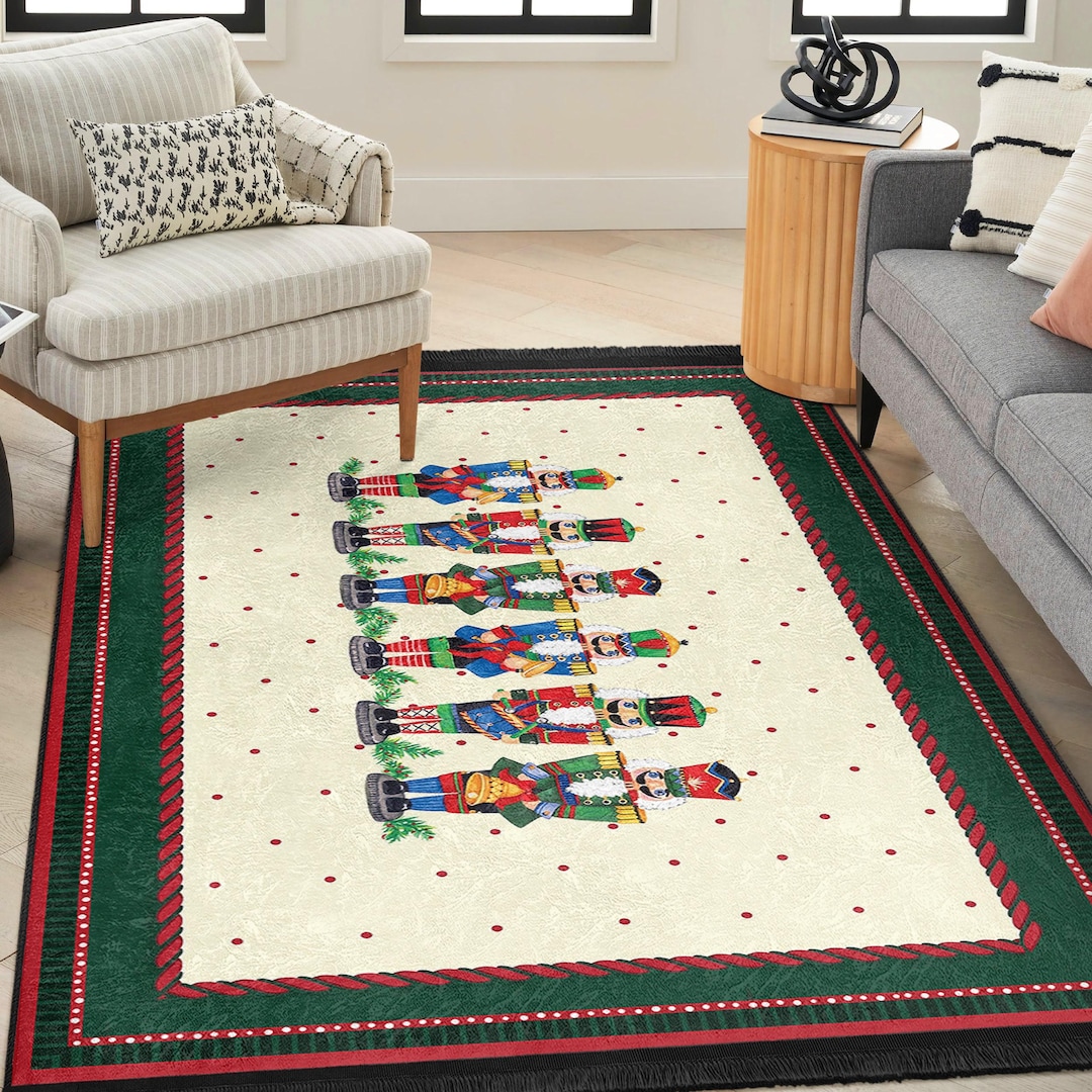 Nutcracker Area Rug|christmas Themed Floor Mat|red and Green Carpet ...