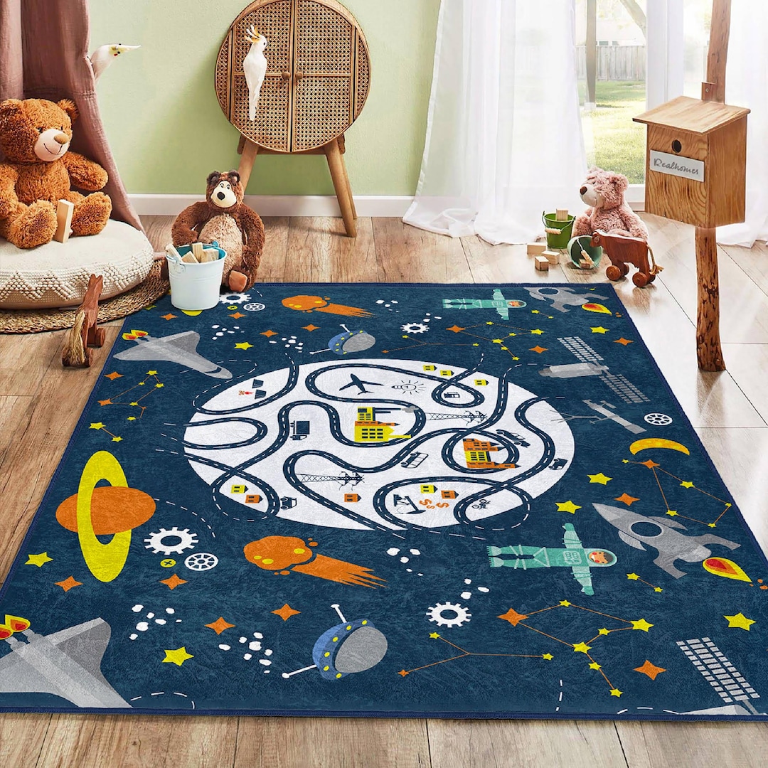 Astronomy Planets Kids Activity Rug|galaxy Themed Nursery Carpet|space ...