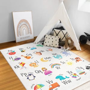 ABC Nursery Rug|animal Alphabet Carpet|kids Learning Play Mat ...
