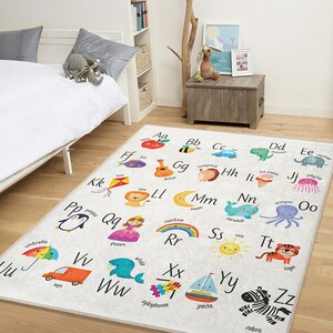 ABC Nursery Rug|animal Alphabet Carpet|kids Learning Play Mat ...