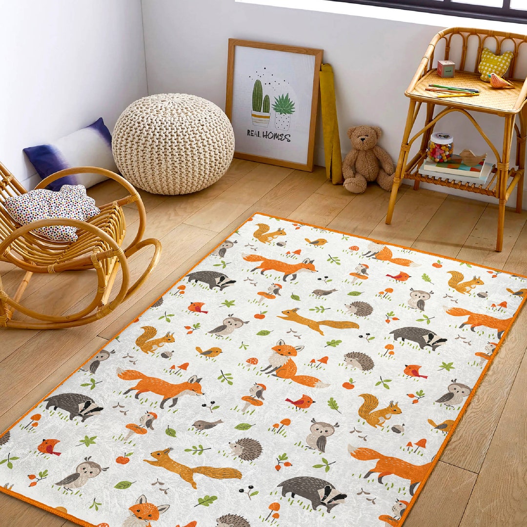 Wild Animals Nursery Rug|safari Kids Play Mat|jungle Babyroom Carpet - Etsy