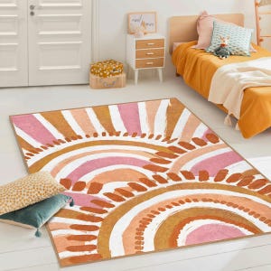 Boho Rainbow Kids Rug|scandinavian Style Playroom Carpet|modern Rainbow ...