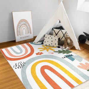 Rainbow Kids Activity Rug|modern Nursery Carpet|scandinavian Kids Room ...
