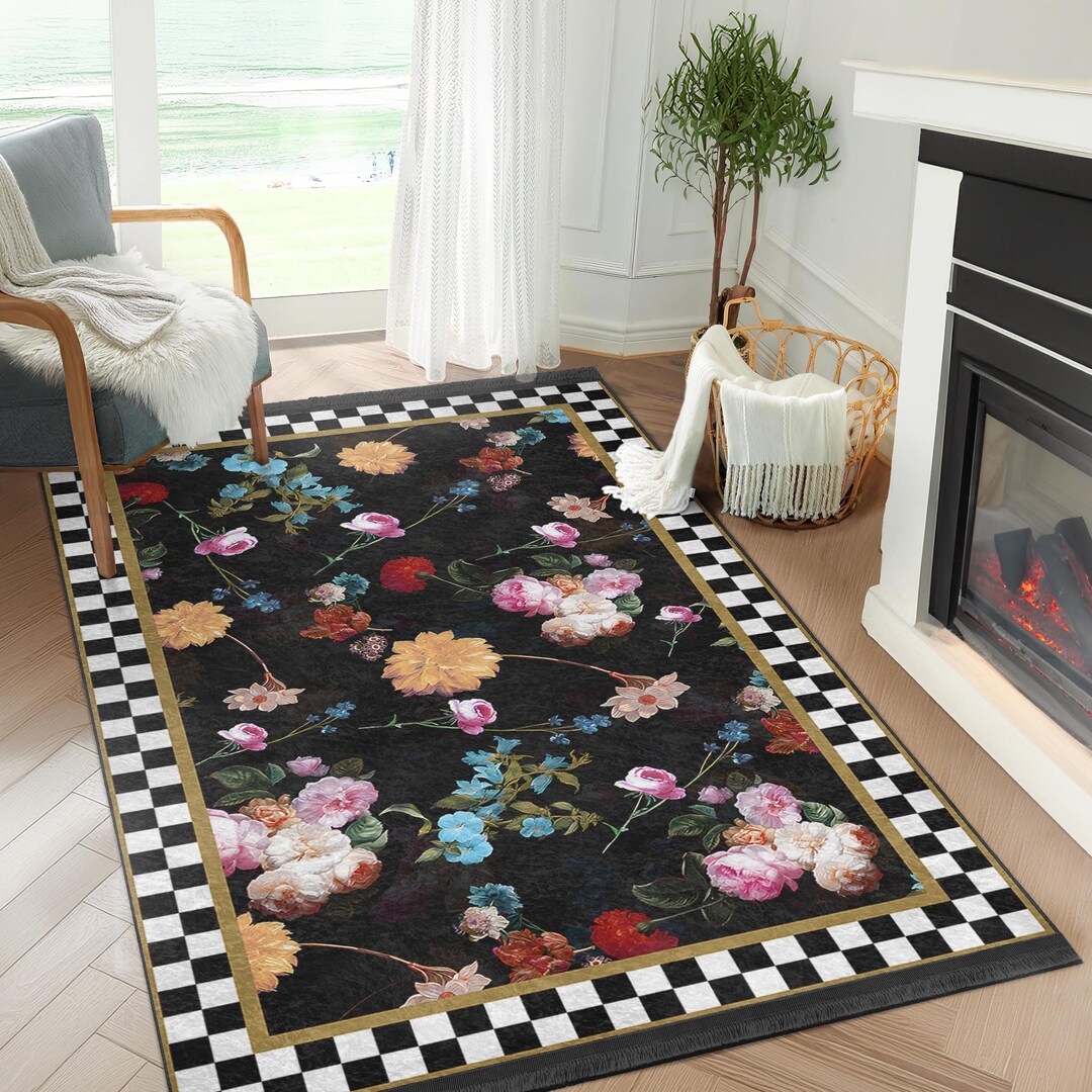 Floral Area Rug|botanical Vintage Living Room Carpet|decorative Floor ...