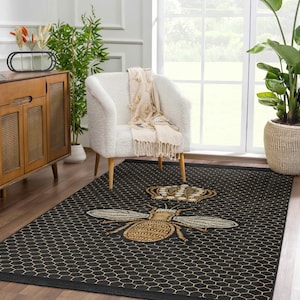 Honeycomb Bee Living Room Carpet|queen Bee Printed Area Rug|black and ...