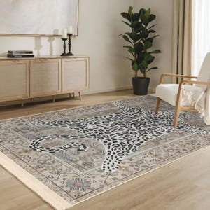 Leopard Print Rug|vintage Style Area Carpet|cowhide Look Mat|non Slip ...