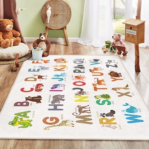Alphabet Nursery Rug|learn the Alphabet and Animal Carpet|animal ABC ...