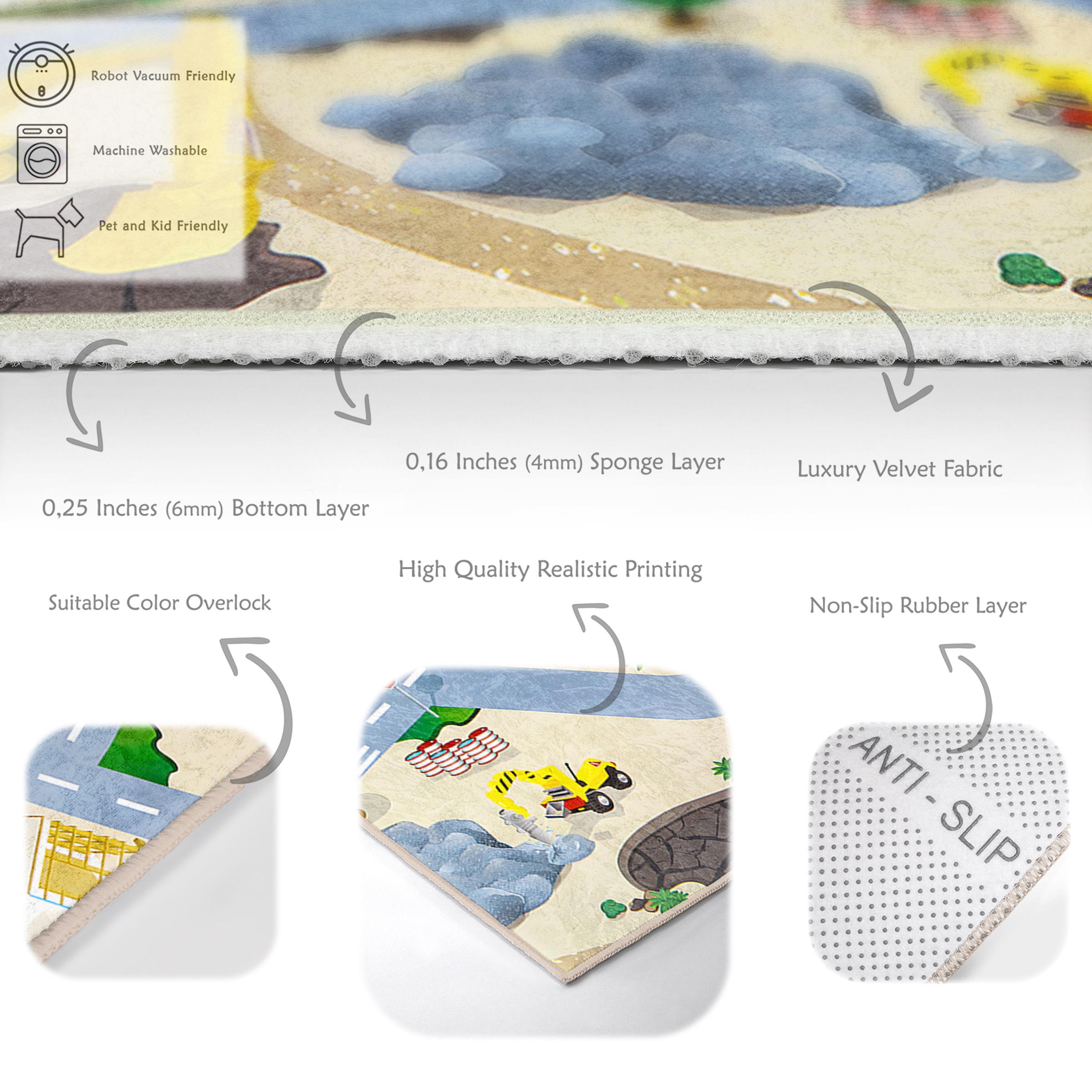 Construction Play Mat Rug|kids Road Carpet, Excavator & Truck Nursery ...