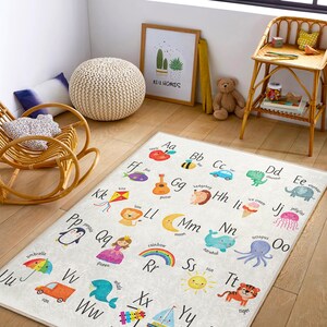ABC Nursery Rug|animal Alphabet Carpet|kids Learning Play Mat ...