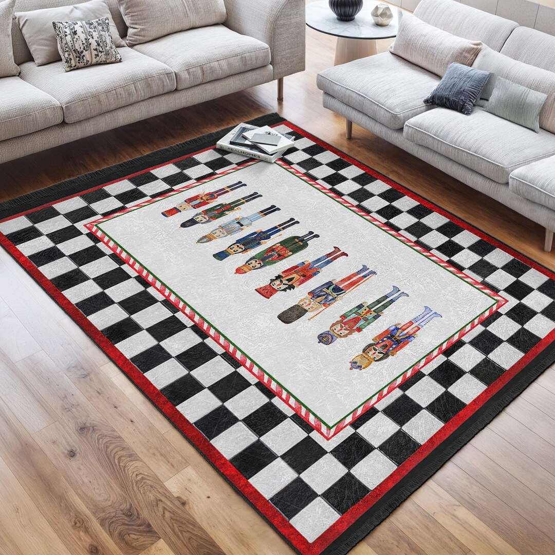 Checkered Carpet|colorful Tin Soldiers Floor Mat|checkerboard Christmas ...