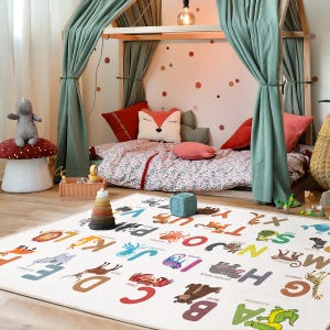 Alphabet Nursery Rug|learn the Alphabet and Animal Carpet|animal ABC ...