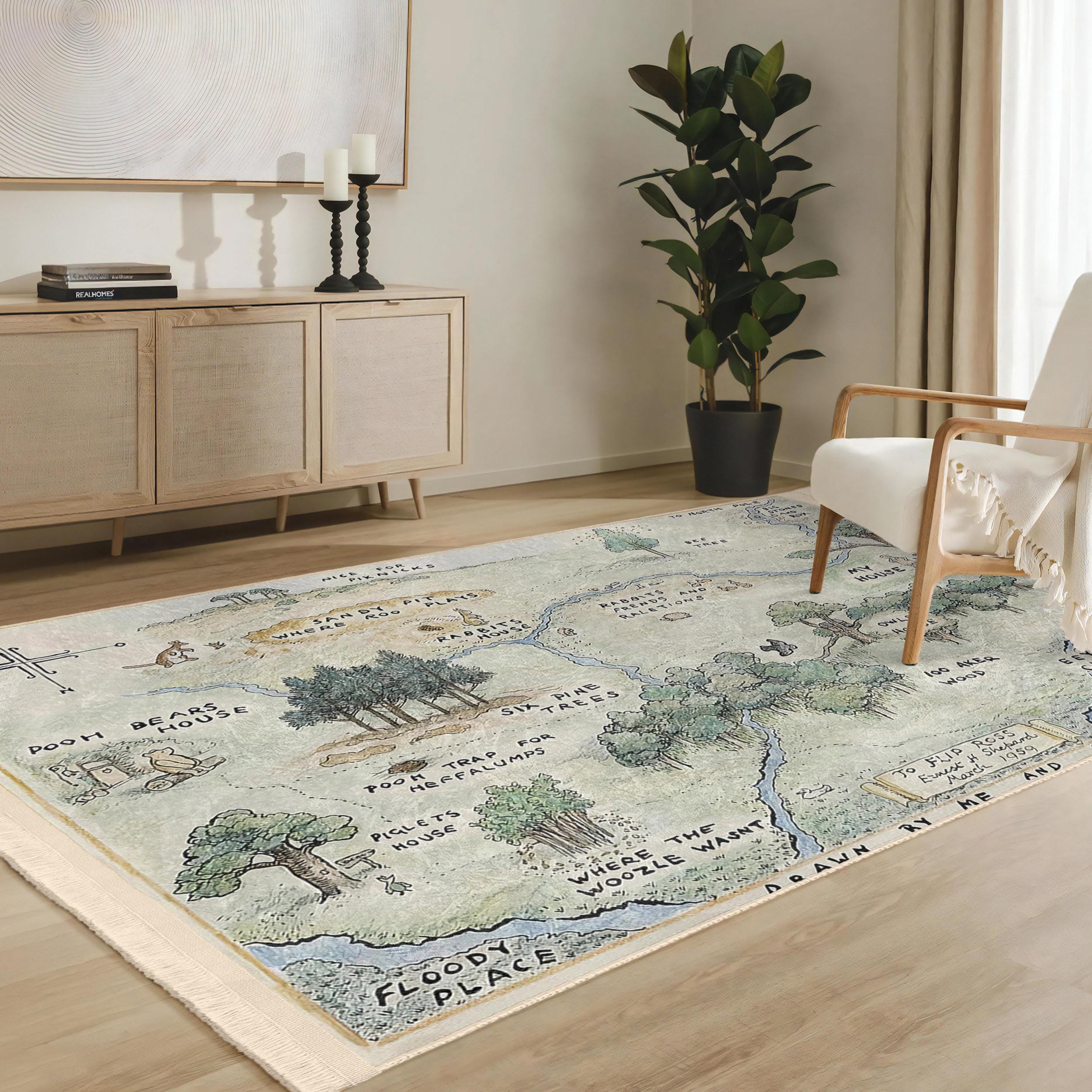 100 Acre Wood Map Rugwinnie Area Carpetmagical World Rugwinnie's Map ...