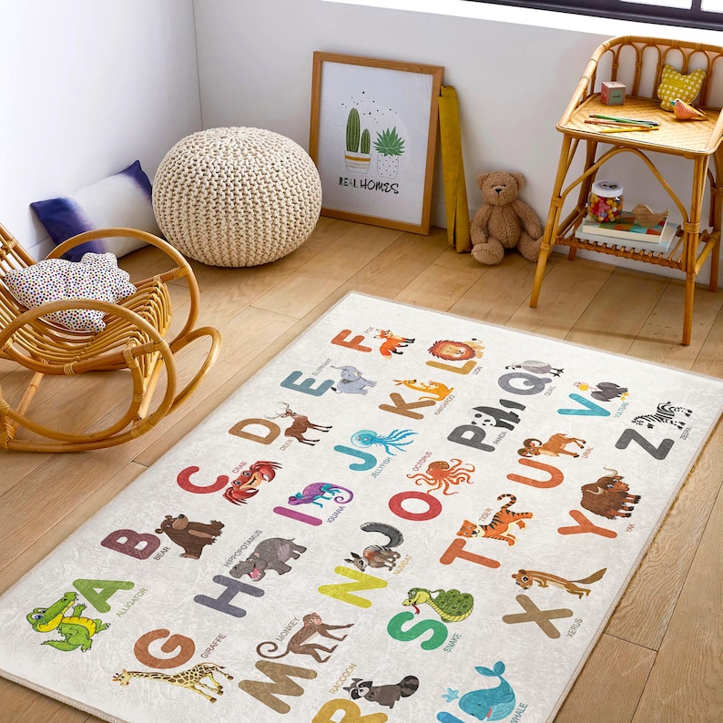 Alphabet Nursery Rug|learn the Alphabet and Animal Carpet|animal ABC ...