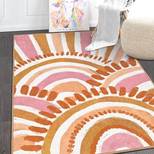 Boho Rainbow Kids Rug|scandinavian Style Playroom Carpet|modern Rainbow ...
