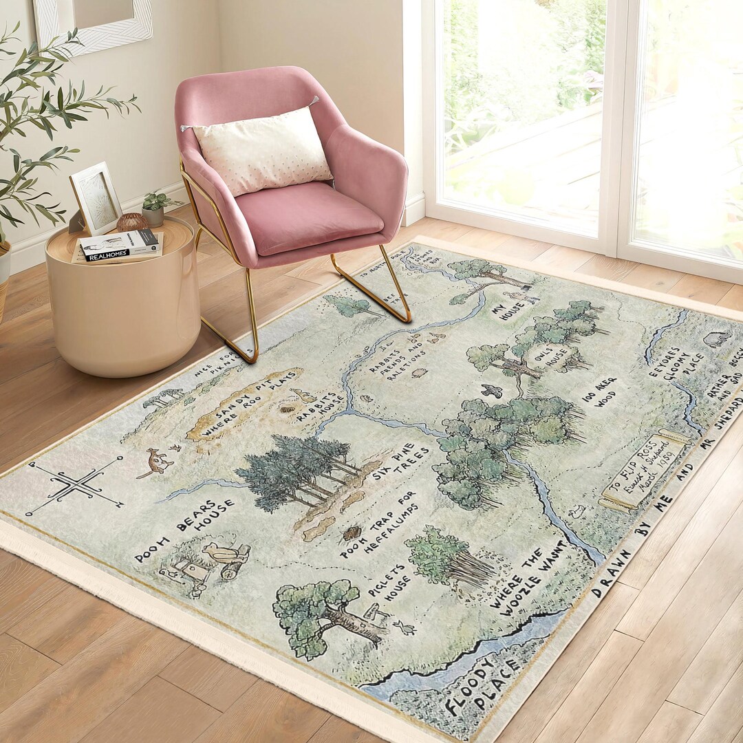 100 Acre Wood Map Rugwinnie Area Carpetmagical World Rugwinnie's Map ...