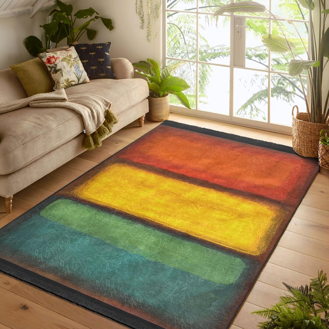 Mark Rothko Inspired Carpet|color Block Living Room Rug|blue,red and ...