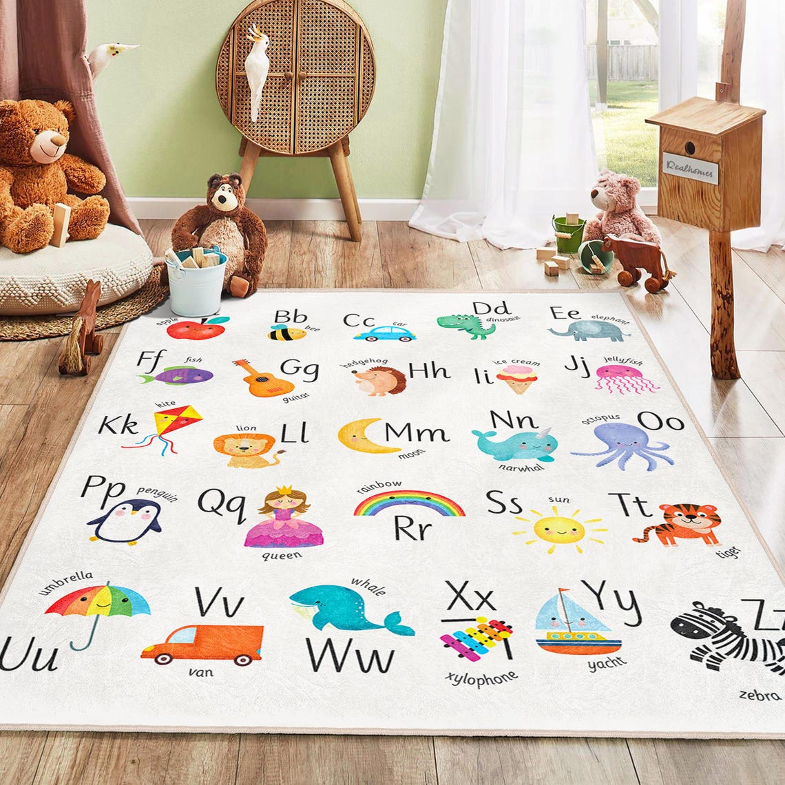 ABC Nursery Rug|animal Alphabet Carpet|kids Learning Play Mat ...
