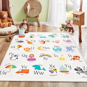 ABC Nursery Rug|animal Alphabet Carpet|kids Learning Play Mat ...
