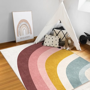 Scandinavian Nursery Rug|boho Rainbow Playroom Carpet|neutral Children ...