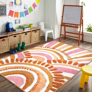 Boho Rainbow Kids Rug|scandinavian Style Playroom Carpet|modern Rainbow ...