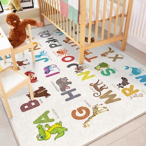 Alphabet Nursery Rug|learn the Alphabet and Animal Carpet|animal ABC ...