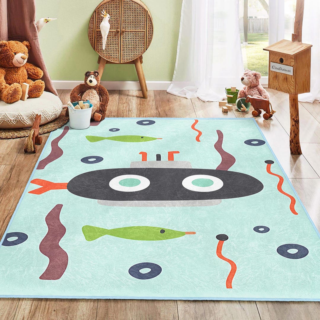 Underwater Kids Activity Rug|submarine Nursery Carpet|ocean Theme ...