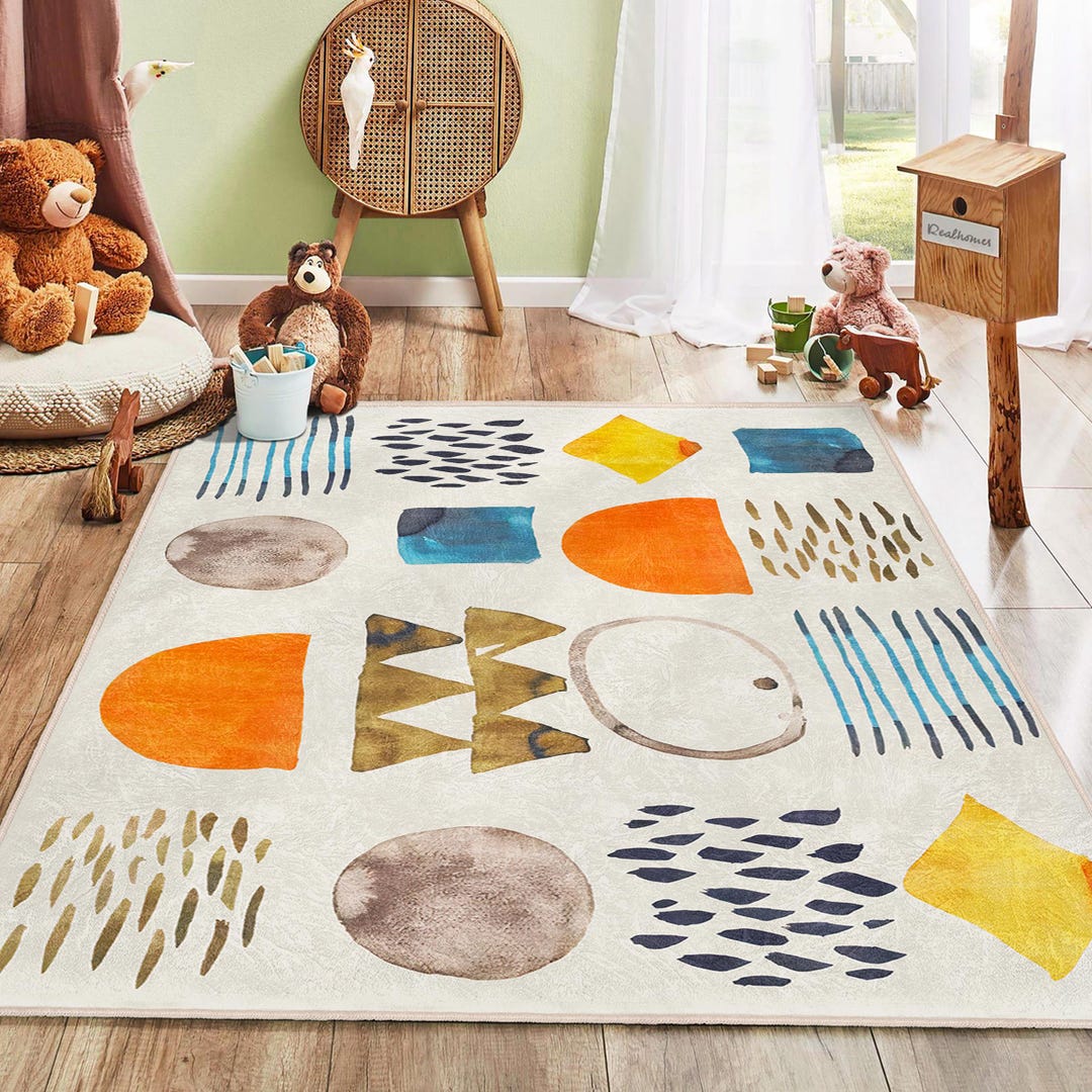Nordic Kids Rug|modern Minimalist Nursery Carpet|colorful Abstract Area ...