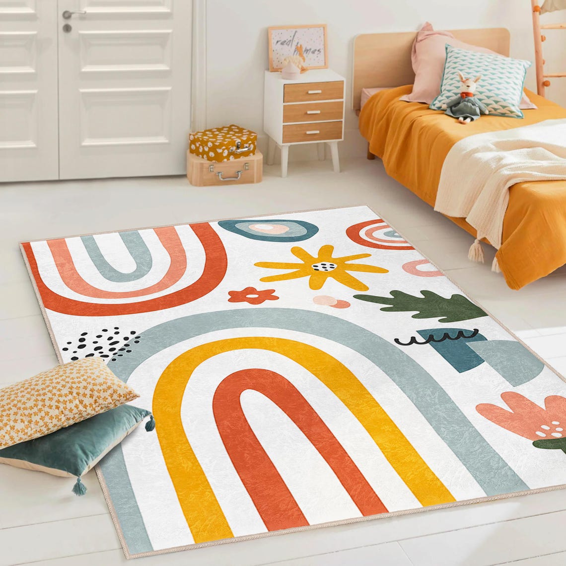 Rainbow Kids Activity Rug|modern Nursery Carpet|scandinavian Kids Room ...