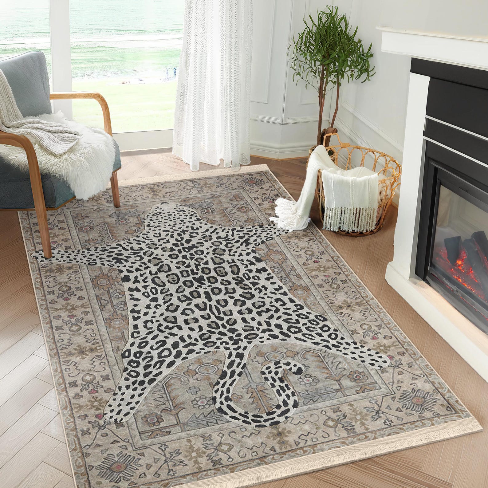 Leopard Patterned Area Rug|safari Decor Carpet|vintage Leopard Living ...