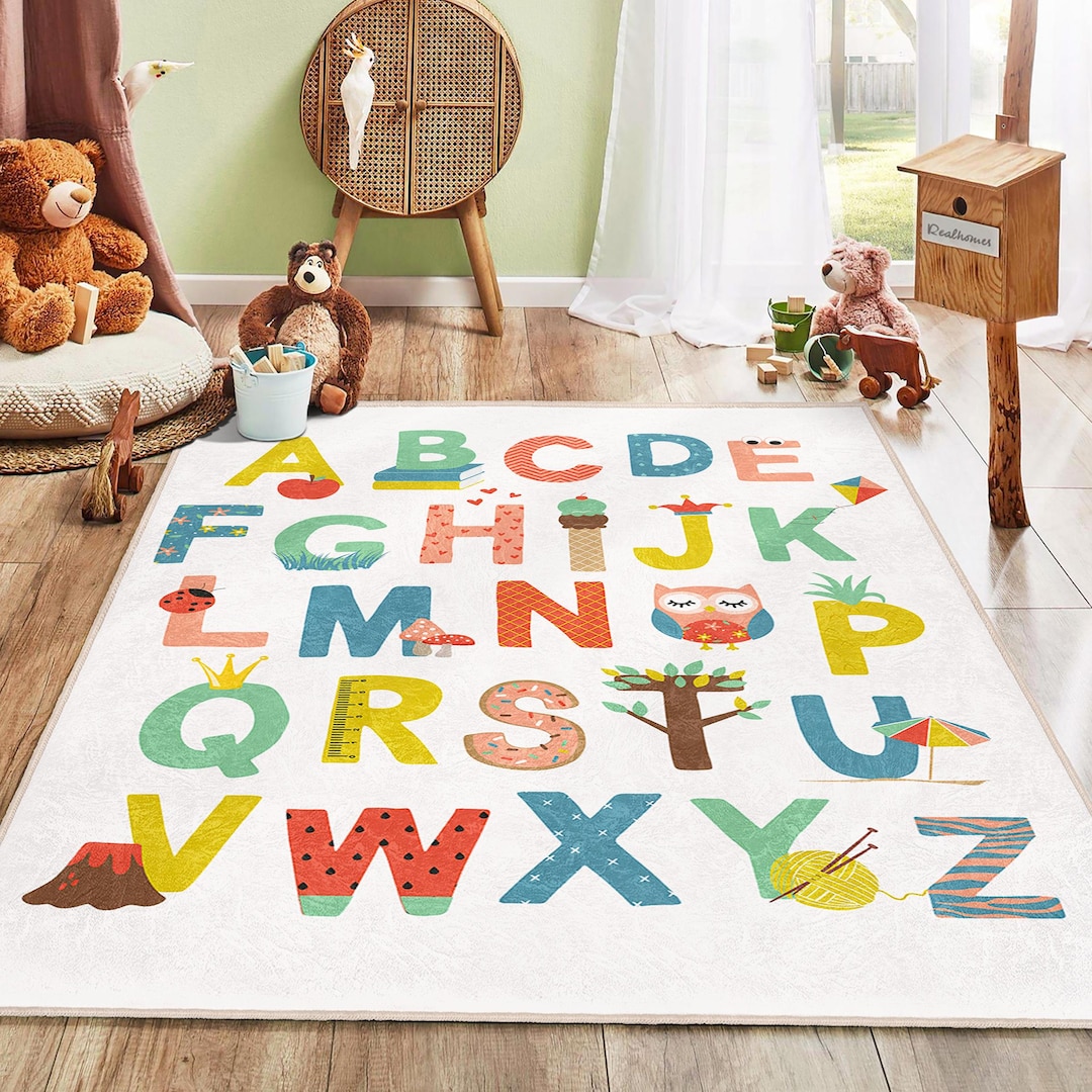 Alphabet Activity Rug|educational Kids Room Rug|learn the Alphabet Rug ...
