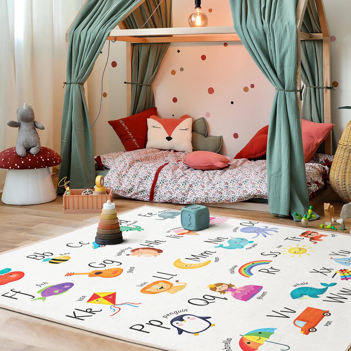 ABC Nursery Rug|animal Alphabet Carpet|kids Learning Play Mat ...