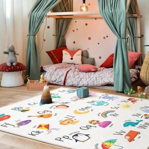 ABC Nursery Rug|animal Alphabet Carpet|kids Learning Play Mat ...