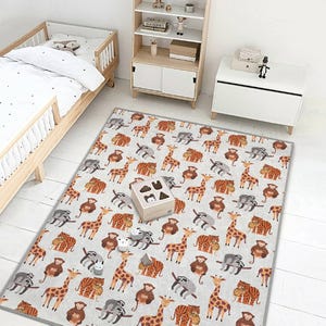 Animal Pattern Activity Mat|safari Theme Children's Carpet|zoo Kids ...