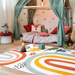 Rainbow Kids Activity Rug|modern Nursery Carpet|scandinavian Kids Room ...